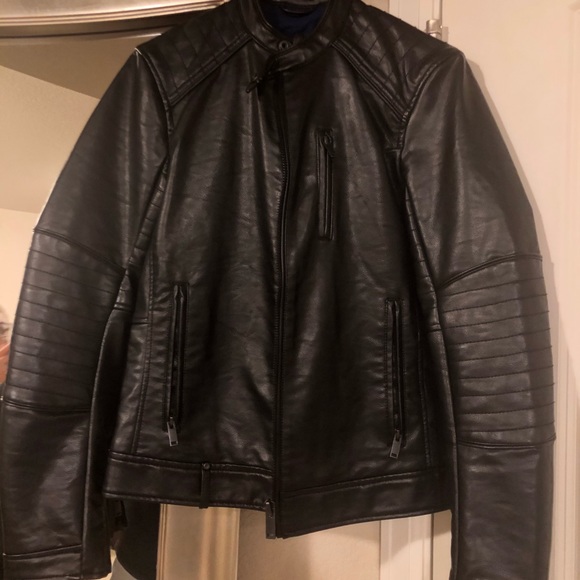 Sisley | Jackets & Coats | Sisley Black Leather Coat Slim Fit | Poshmark
